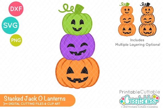Stacked Jack O Lantern SVG Cut File & Clipart E623 Halloween - Etsy