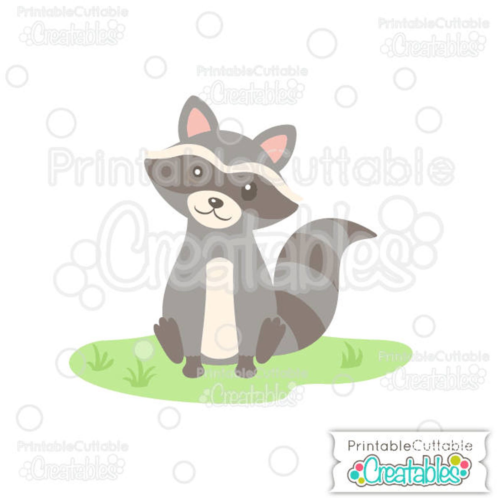 Sweet Woodland Raccoon SVG Cut File & Clipart E264 Includes | Etsy