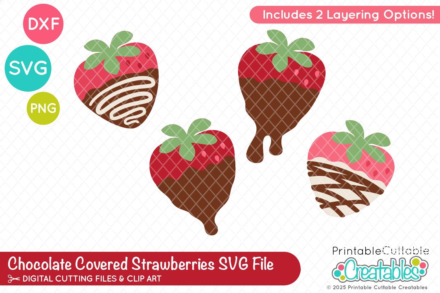 Chocolate Covered Strawberries SVG Cut Files / Clipart E831 - Svg, Dxf ...