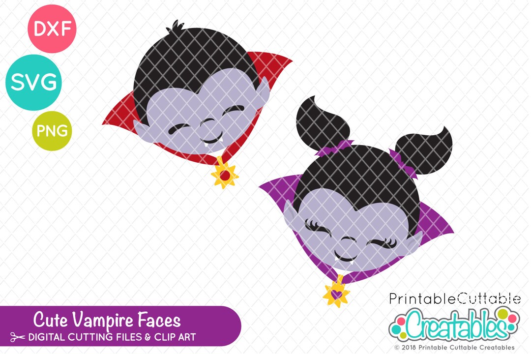 Cute Vampire Faces SVG Cut File & Clipart E410 - SVG DXF Files for ...