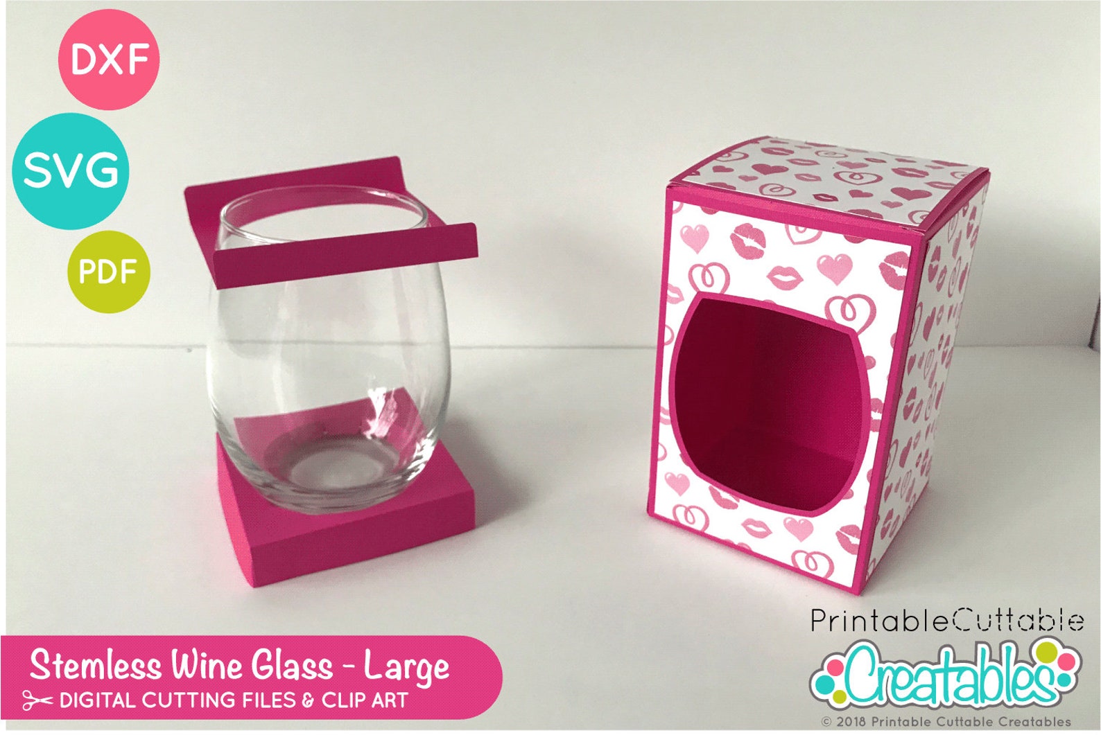 20 oz 21 oz. Large Stemless Wine Glass Box SVG File D039 - Etsy España