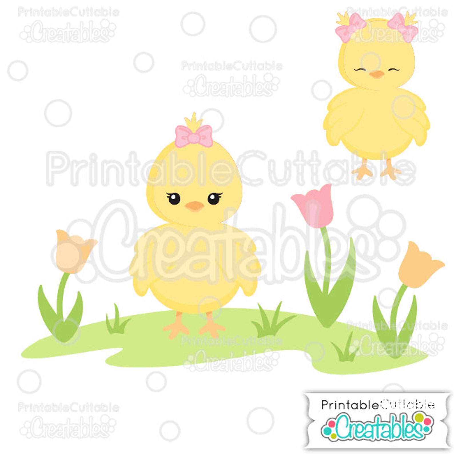 Cute Spring Chick SVG Cut File & Clipart E107 - Includes Limited ...