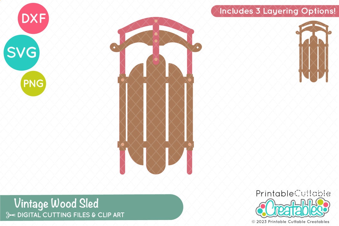 Vintage Sled SVG Cut File / Clipart E759 - Vintage Christmas Svg, Dxf ...