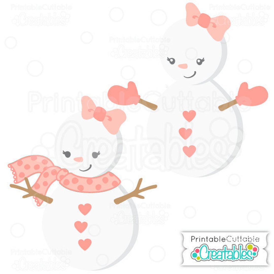 Cute Girl Snowman SVG Cut File & Clipart - Includes Limited Commercial ...