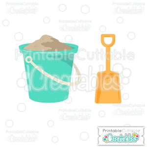 Sand Bucket 'n' Shovel SVG Cut Files & Clipart E144 - Includes Limited ...