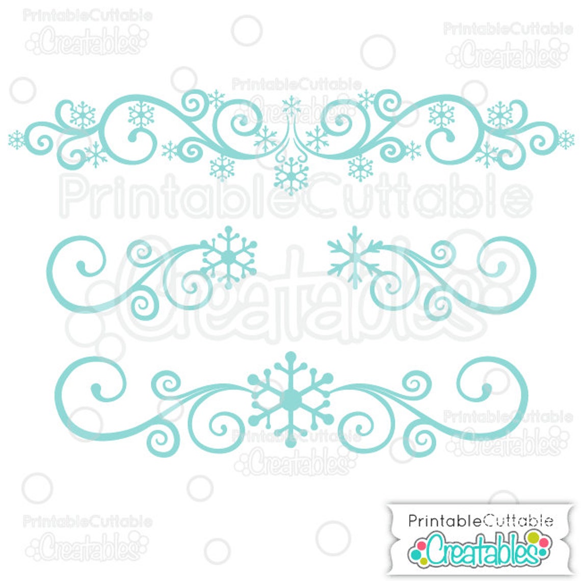 Snowflake Flourishes SVG Cut File & Clipart B006 Includes | Etsy