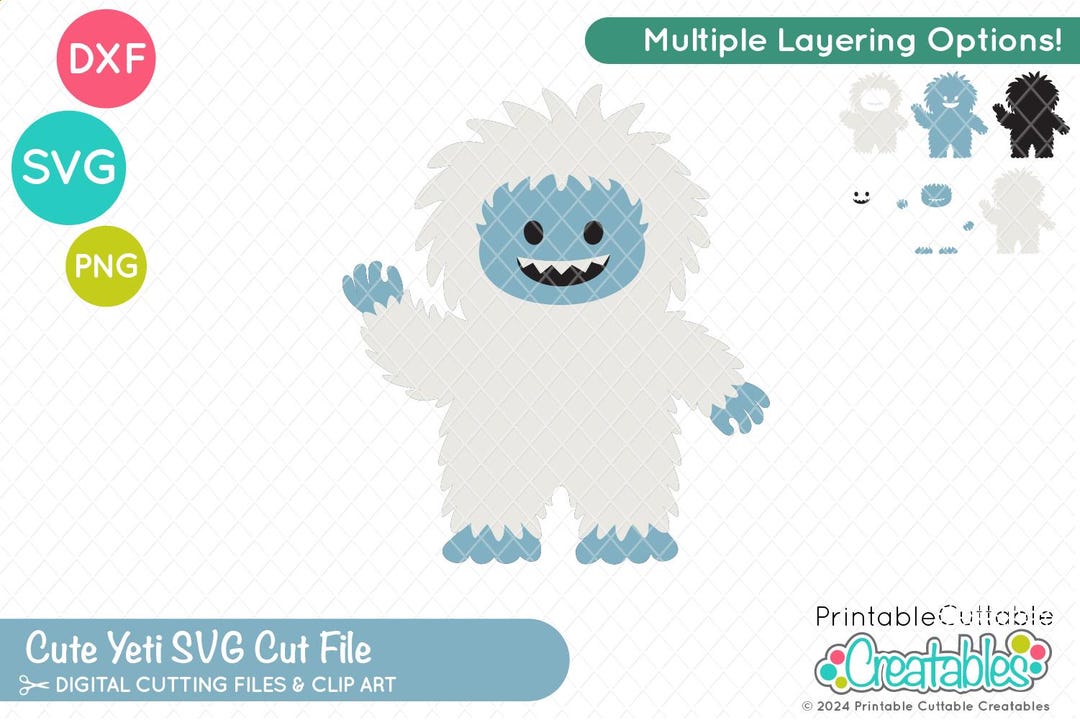 Cute Yeti SVG Cut Files / Clipart E824 - Svg, Dxf, Printable Png ...