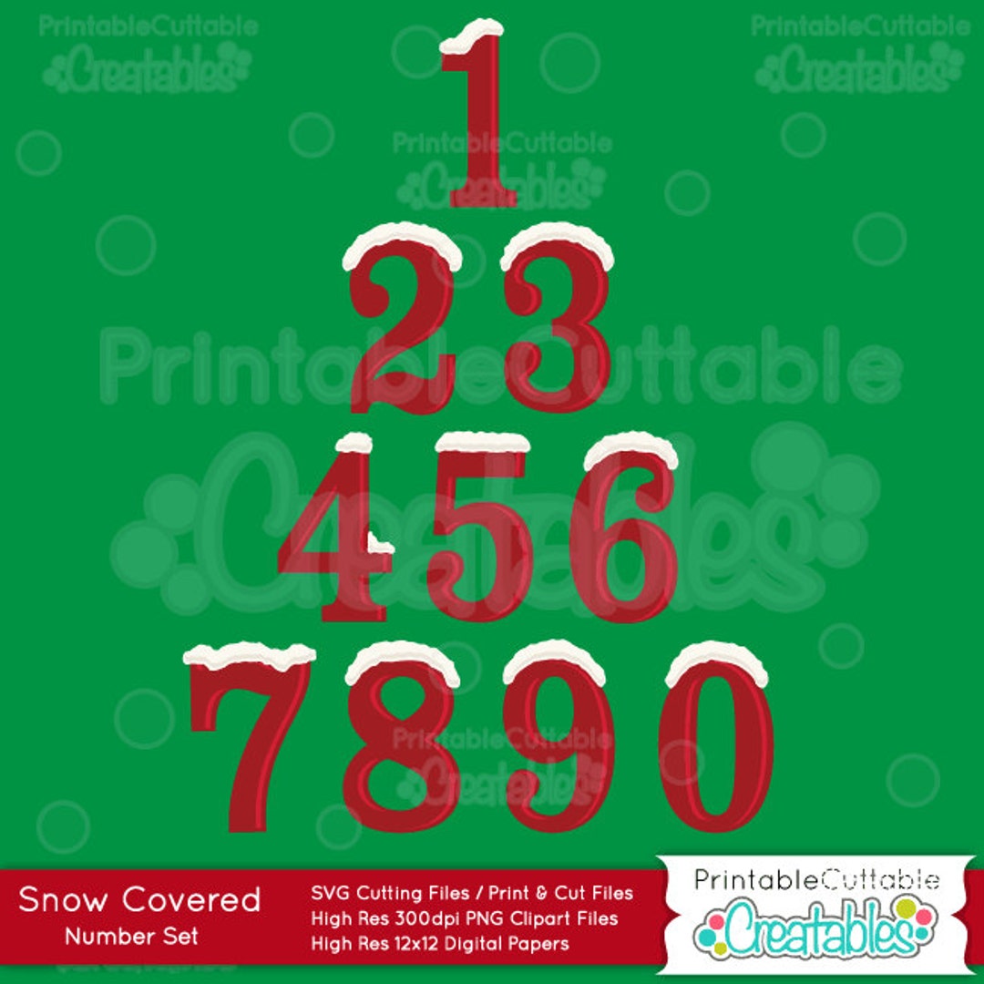 Snow Covered Numbers SVG Cutting File & Clipart Includes - Etsy