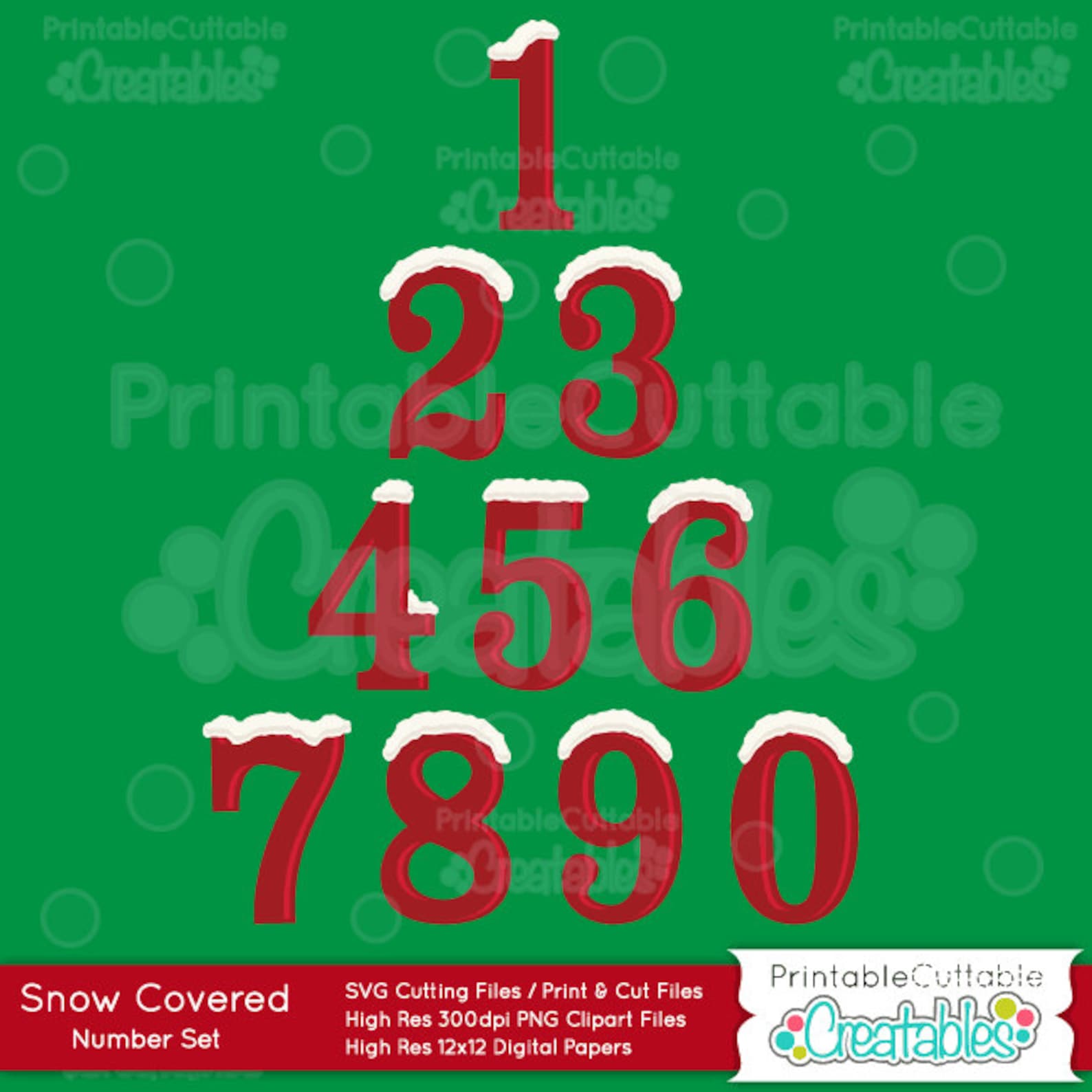 Snow Covered Numbers SVG Cutting File & Clipart Includes - Etsy