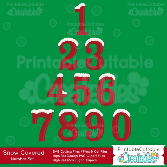 Snow Covered Numbers SVG Cutting File & Clipart Includes - Etsy