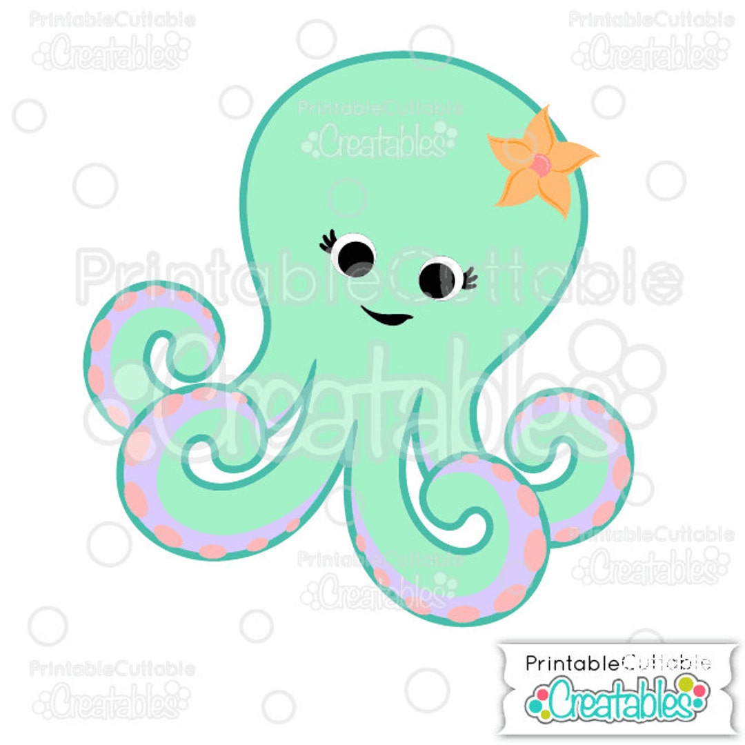 Cute Octopus SVG Cut File & Clipart E158 - Includes Limited Commercial ...