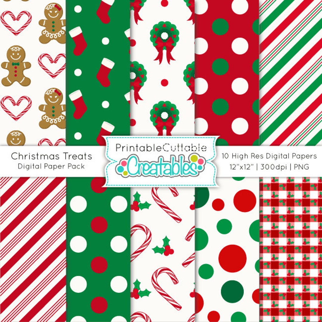 Christmas Treats Digital Paper Pack Printable Scrapbook Paper Instant ...