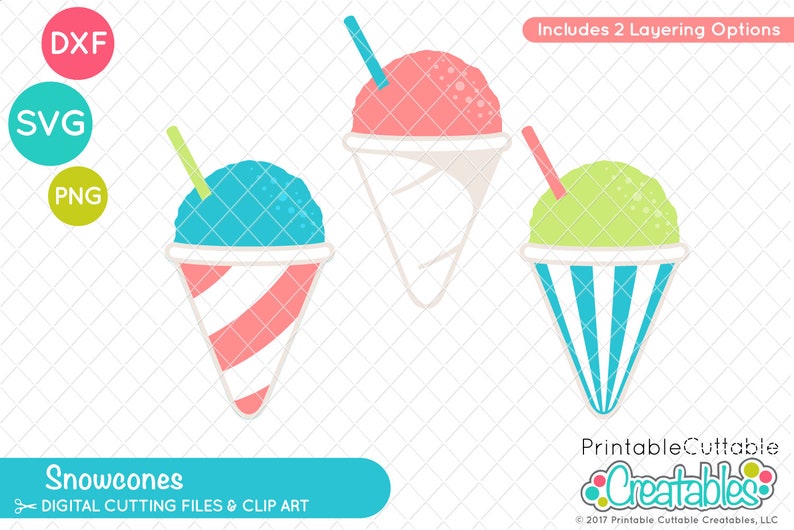Summer Snow Cones SVG Cut File & Clipart E275 Includes - Etsy