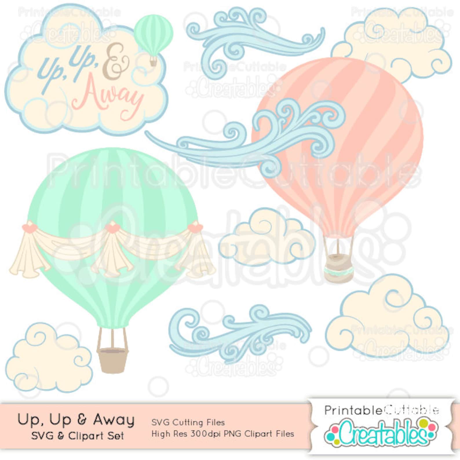 Up Up N Away SVG Cut File & Clipart Set ES015 Includes - Etsy