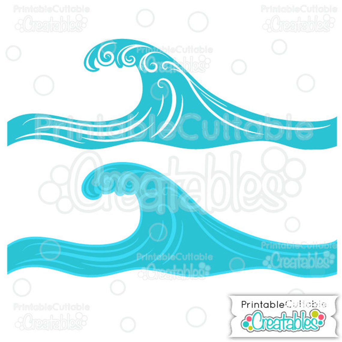 Swirly Ocean Wave Border SVG Cut File & Clipart B001 - Etsy