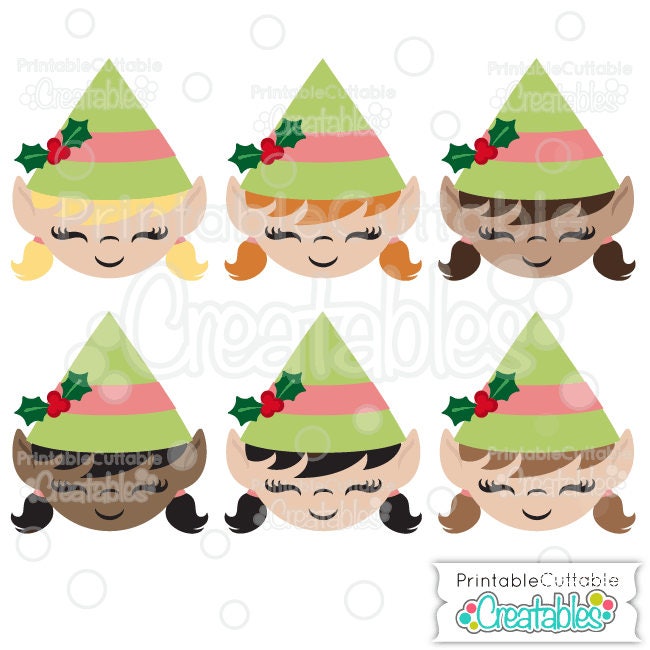 Christmas Boy + Girl Elf Face SVG Cutting Files & Clipart Set E339 ...
