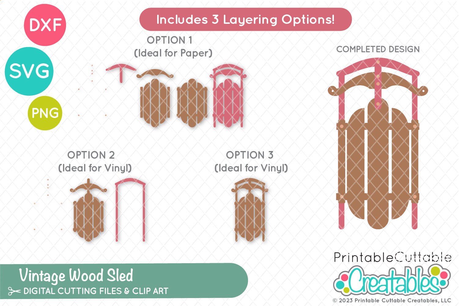 Vintage Sled SVG Cut File / Clipart E759 - Vintage Christmas Svg, Dxf ...