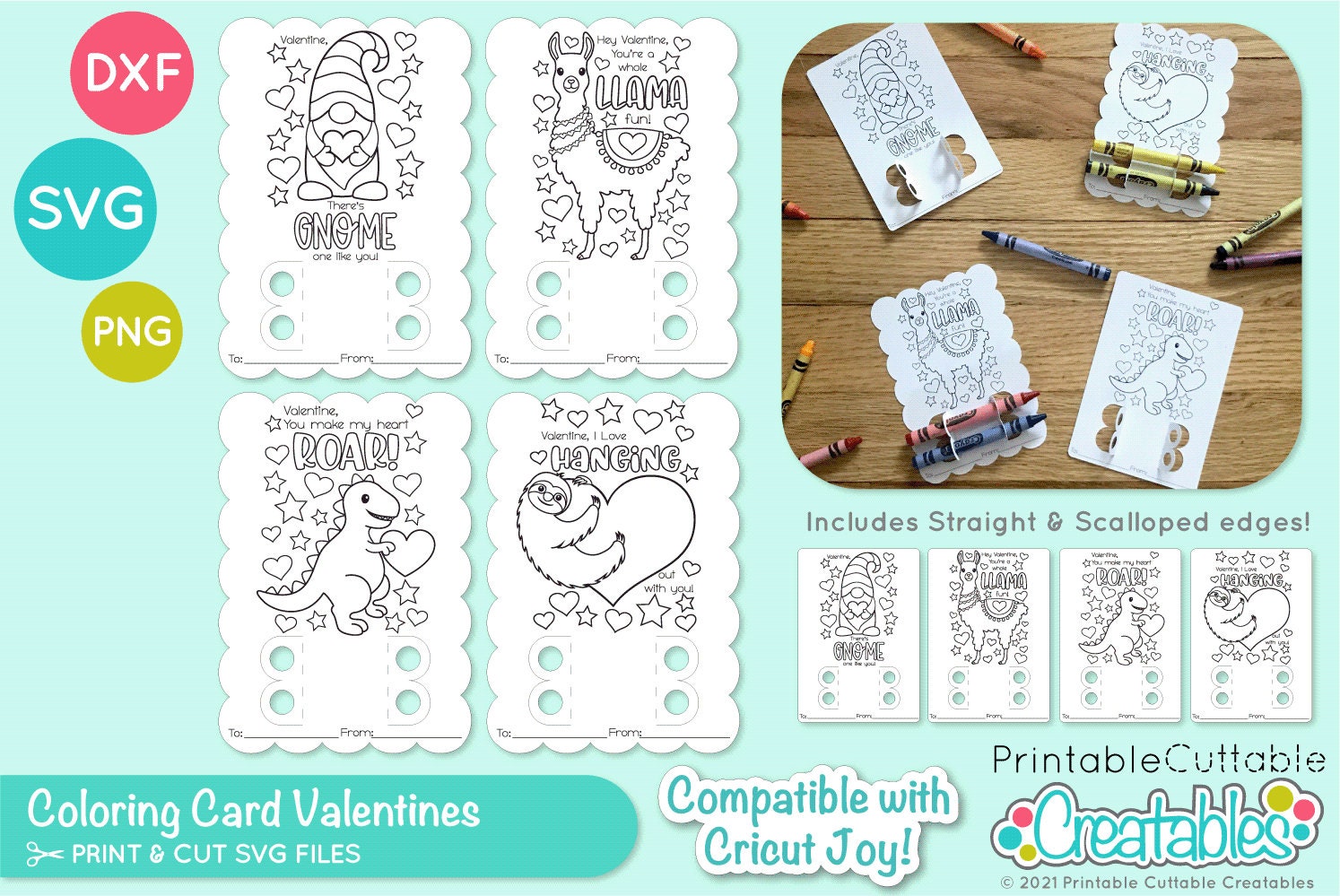 Valentine Coloring Cards SVG File D060 Svg Dxf & Pdf | Etsy
