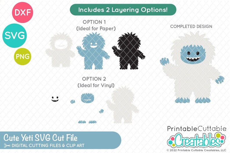 Cute Yeti SVG Cut Files / Clipart E824 - Svg, Dxf, Printable Png ...