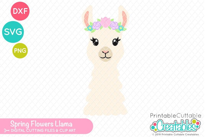 Spring Flowers Llama SVG Cut File & Clipart E454 Cute Llama - Etsy