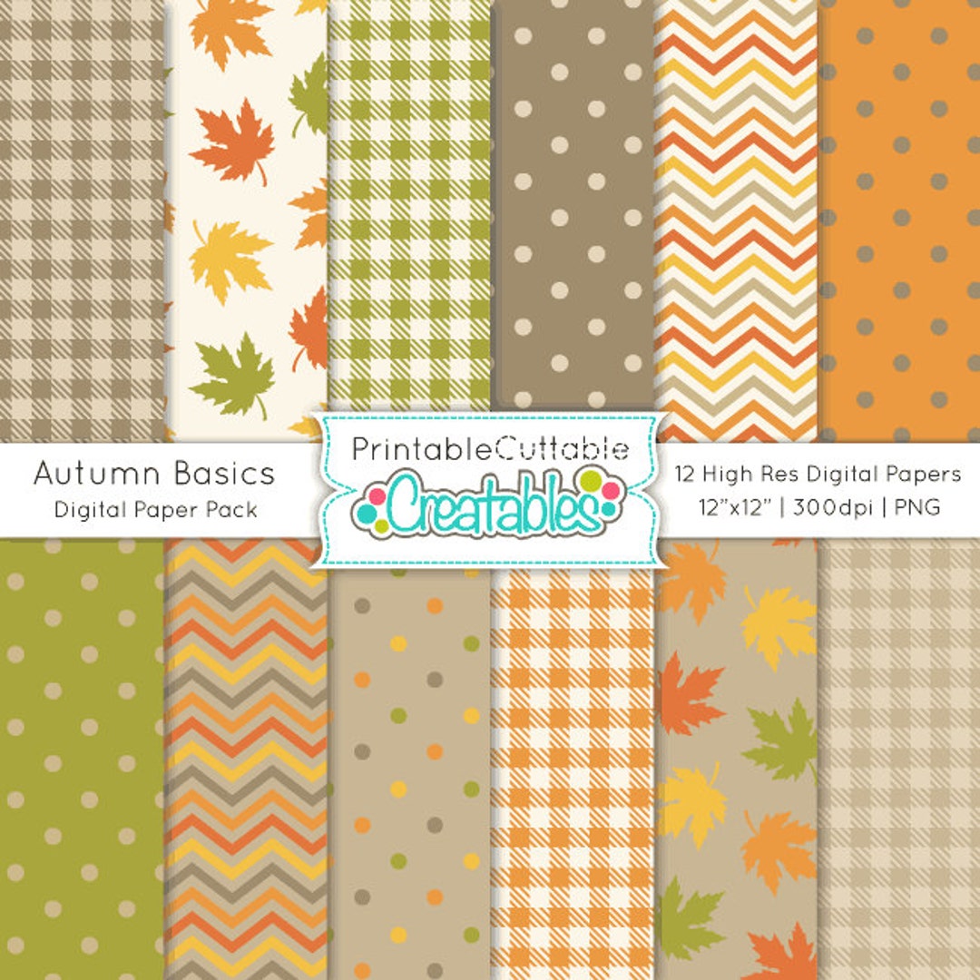 Autumn Basics Digital Paper Pack Printable Patterns Instant Download ...