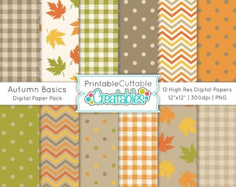 Autumn Harvest Digital Paper Pack Printable Patterns Instant | Etsy