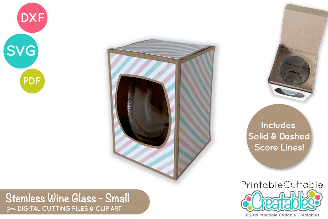 9 Oz. Small Stemless Wine Glass Box SVG File D038 - Svg Dxf & Pdf ...