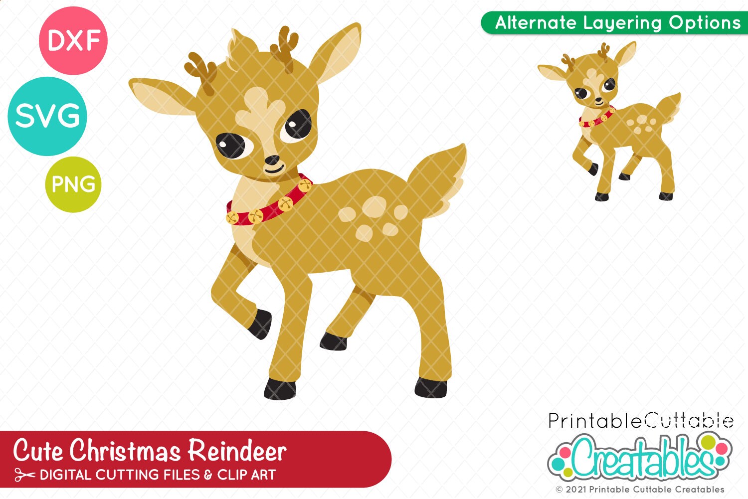 Cute Christmas Reindeer SVG Cut File & Clipart E059 Includes - Etsy