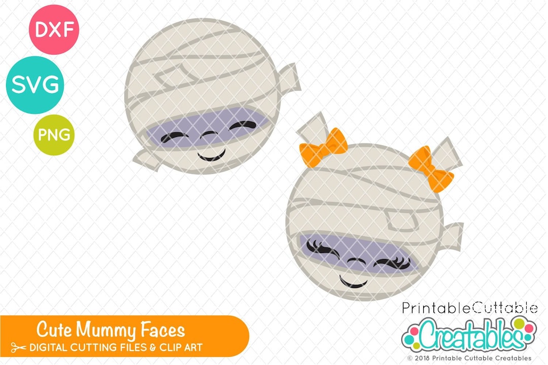 Cute Halloween Mummy Faces SVG Cut File & Clipart E413 - SVG DXF Files ...