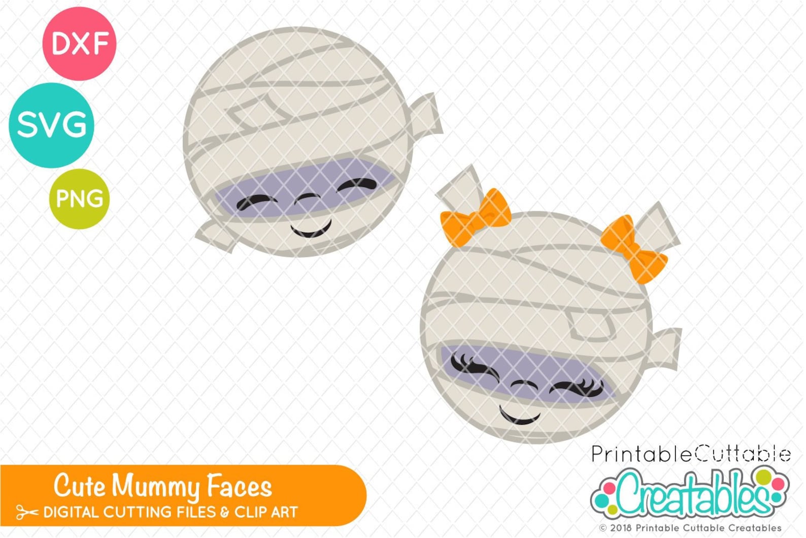 Cute Halloween Mummy Faces SVG Cut File & Clipart E413 SVG DXF Files ...