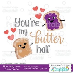 Peanut Butter & Jelly Valentine's Day SVG Cut File Set, Clipart ES033 ...