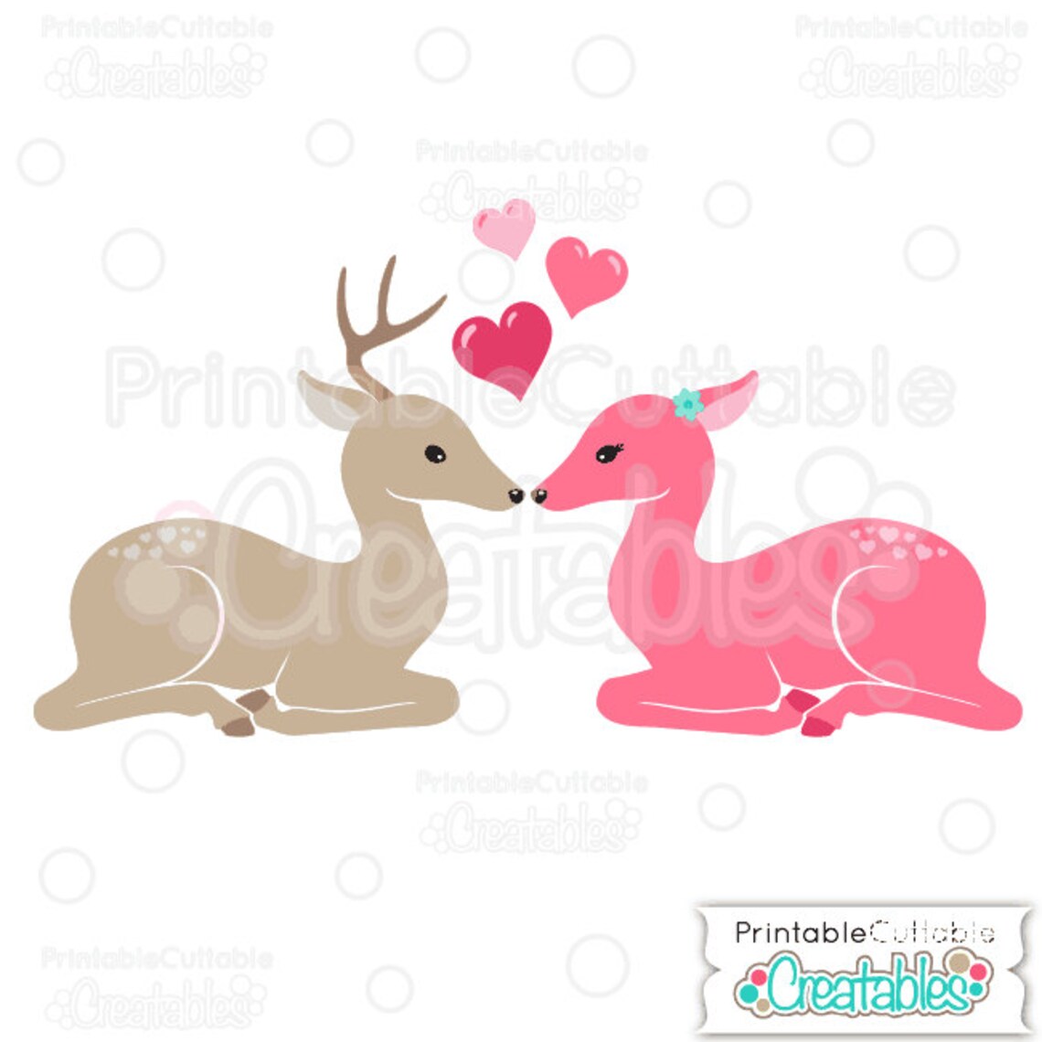 Deer in Love SVG Cutting Files & Clipart - Includes Limited Commercial ...