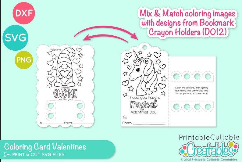 Valentine Coloring Cards SVG File D060 Svg Dxf & Pdf | Etsy