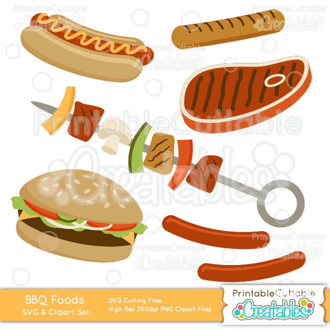 Grilled BBQ Food Cut Files & Clipart Set ES018 - Includes Limited ...
