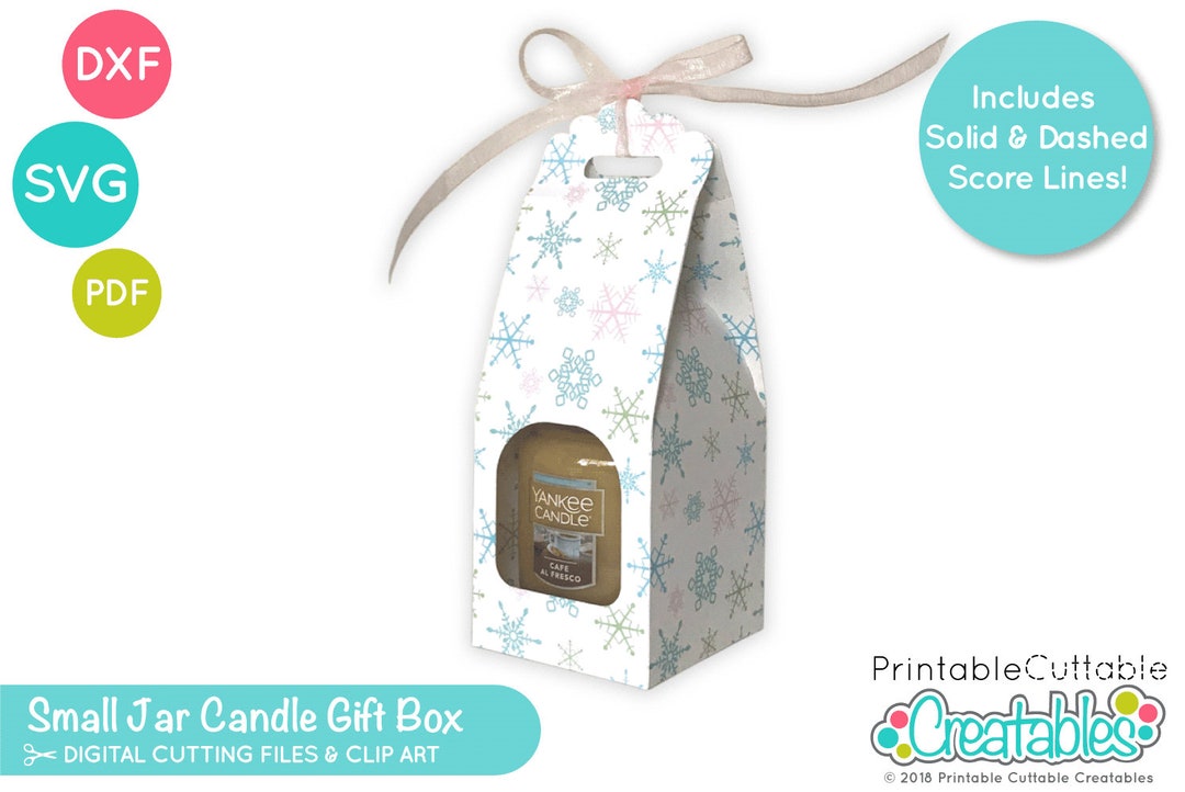 Small Jar Candle Gift Box SVG Template File D031 Svg + Dxf + Printable ...