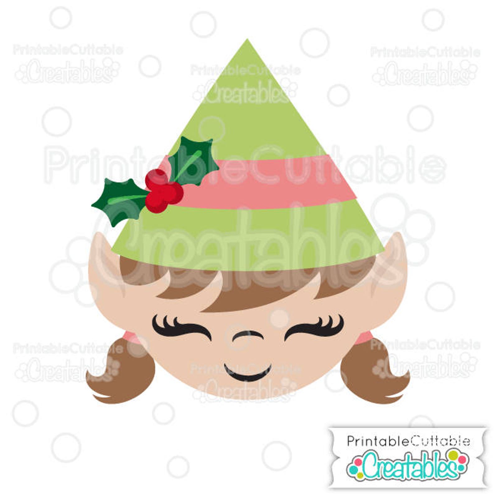 Christmas Boy + Girl Elf Face SVG Cutting Files & Clipart Set E339 ...