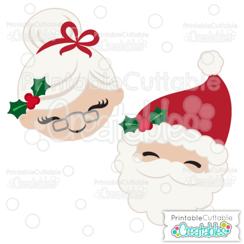 Lindo Santa Mrs. Claus Face SVG Cutting Files & Clipart Set - Etsy México