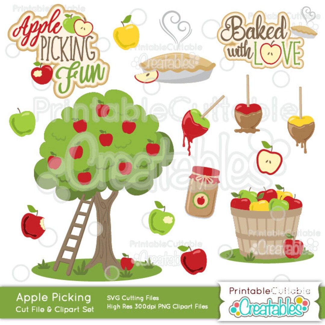 Apple Picking SVG Cut Files & Clipart Set ES022 - Includes Limited ...