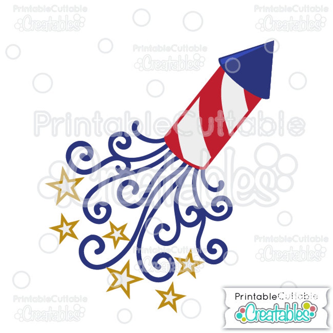 Patriotic Firecracker SVG Files & Clipart E152 + FREE Bonus Fireworks ...