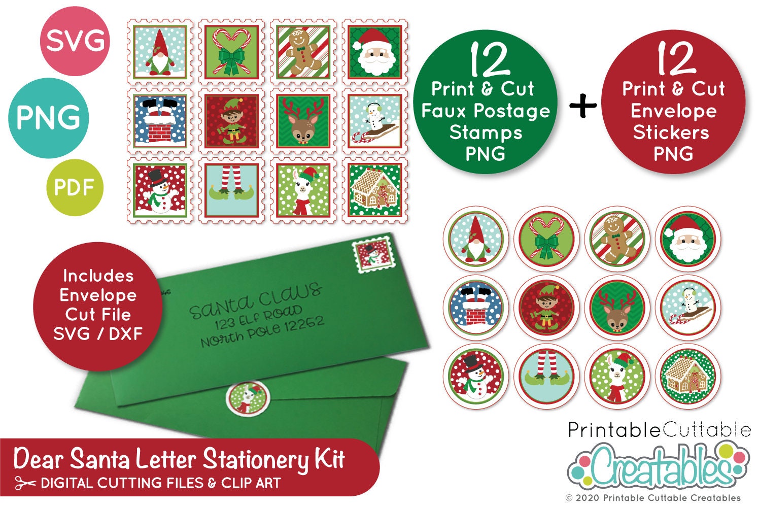 Printable Dear Santa Letter Stationery Kit D032 - Png Pdf Svg - Santa ...