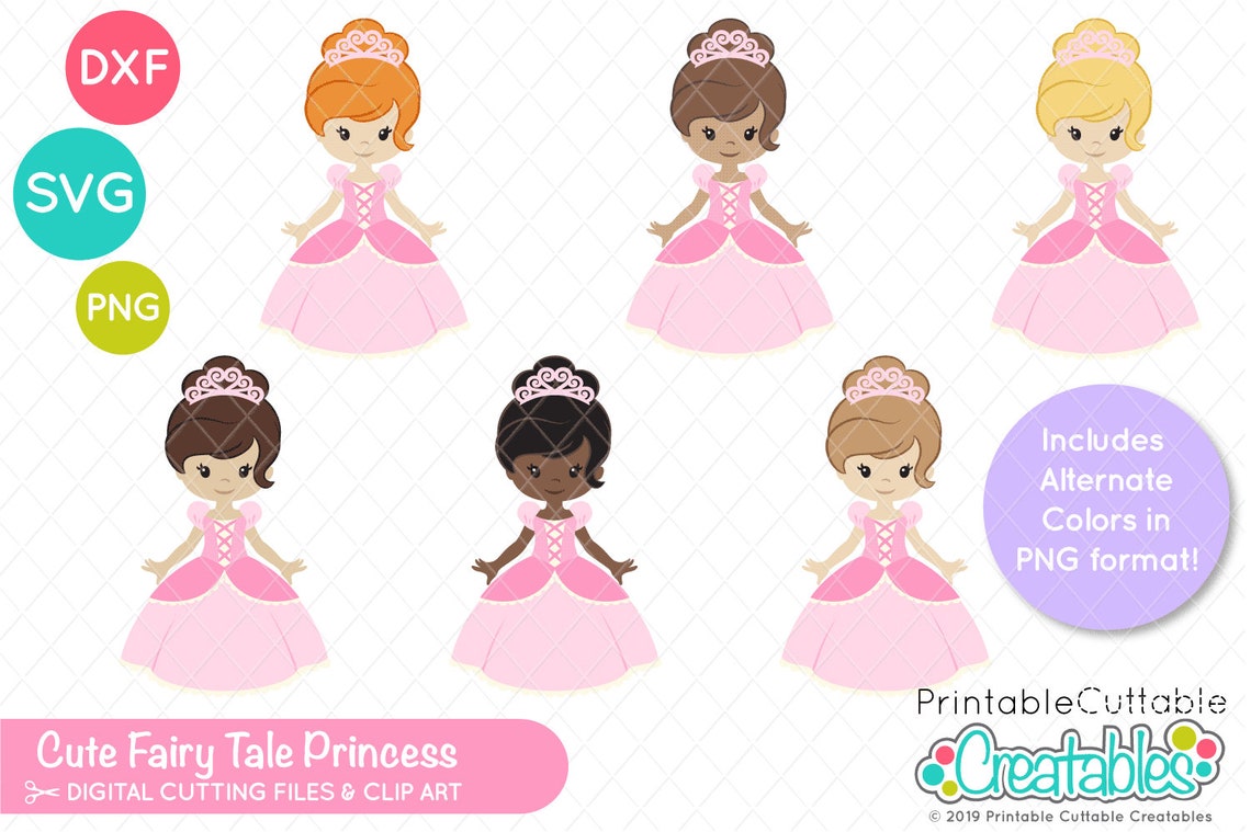 Princess SVG File - Cute Fairy Tale Princess SVG Cut File & Clipart ...