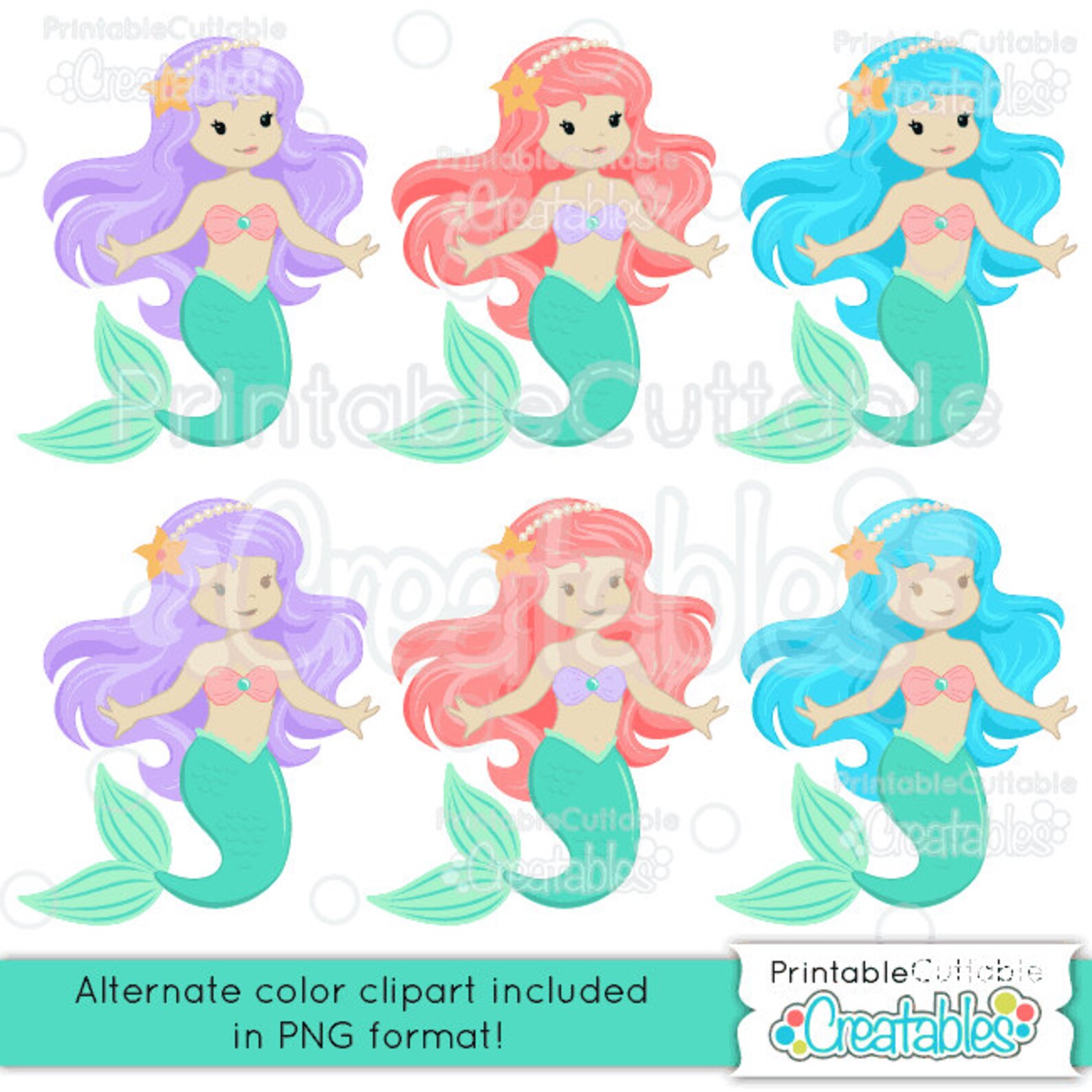 Cute Mermaid SVG Cut File & Clipart E154 Includes Limited - Etsy