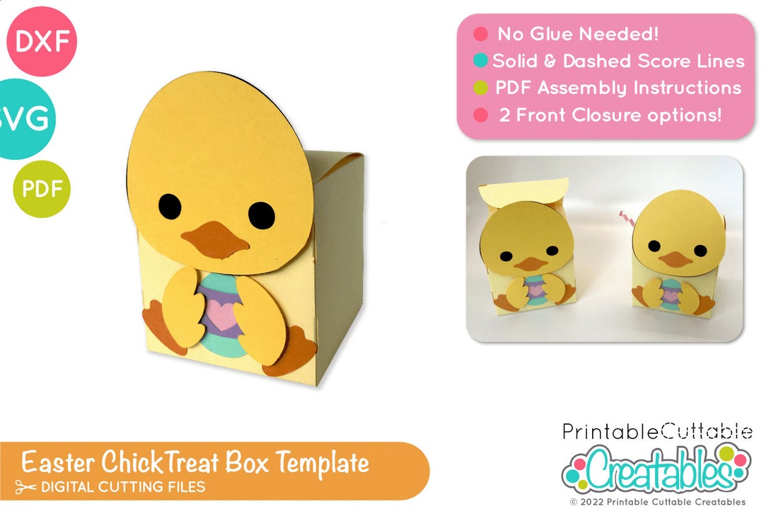 Easter Chick Treat Box SVG File D085 - Svg Dxf Pdf - Easter Candy Box ...