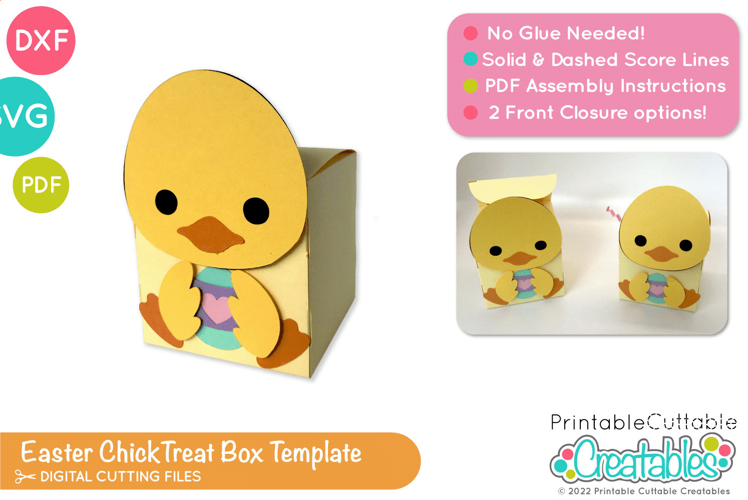 Easter Chick Treat Box SVG File D085 - Svg Dxf Pdf - Easter Candy Box ...