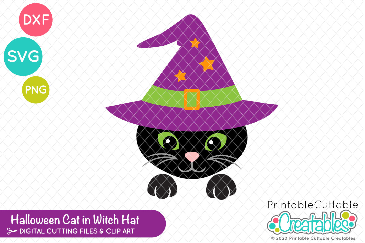 Black Cat in Witch Hat SVG File & Clipart E563 Witch SVG | Etsy