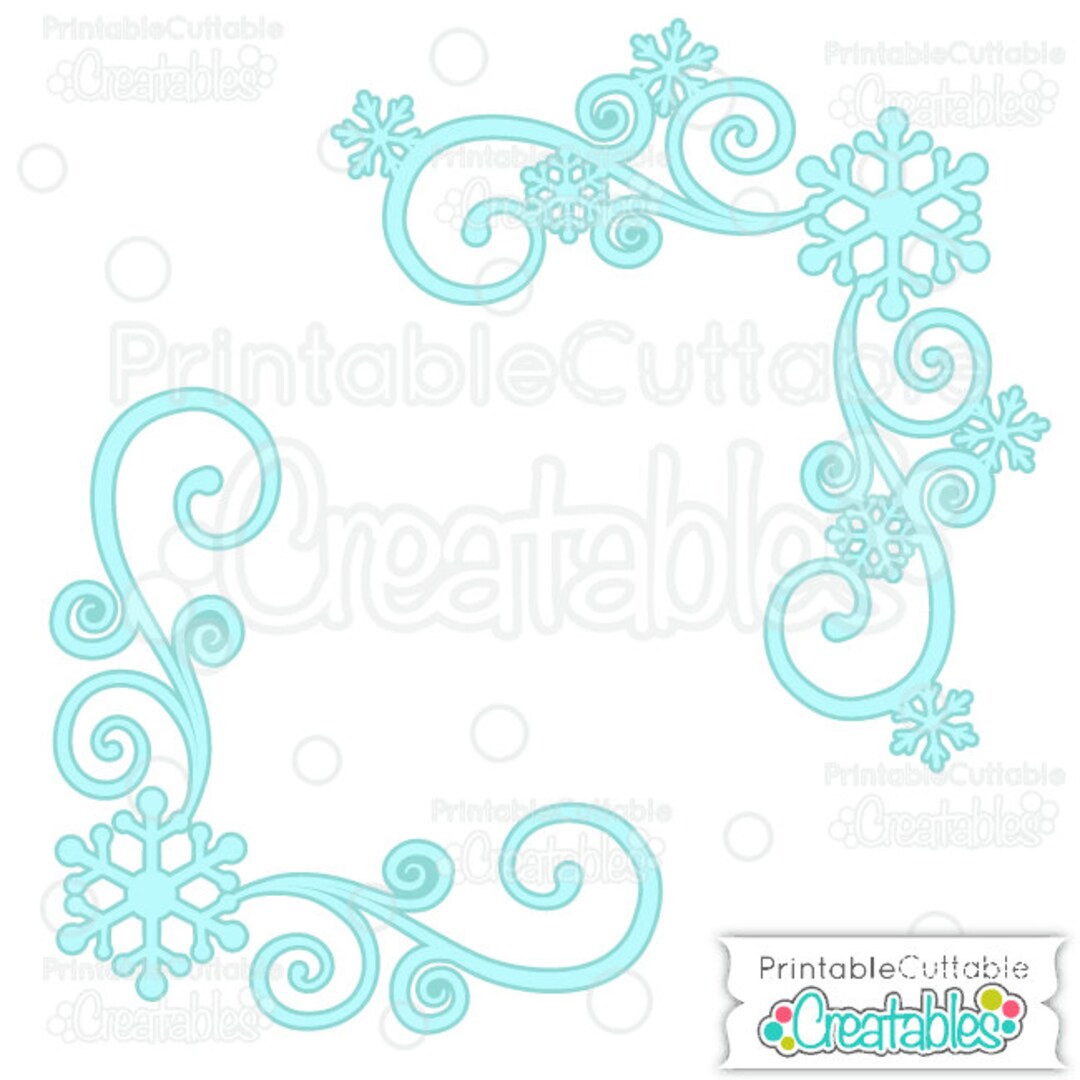 Snowflake Corner Flourishes SVG Cut File & Clipart B005 Includes ...