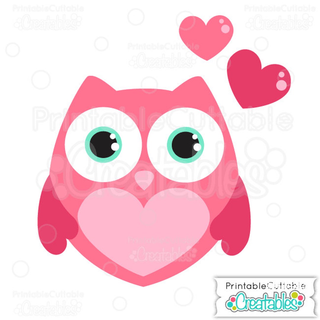 Valentine Hearts Owl SVG Cut File & Clipart Includes Limited Commercial ...