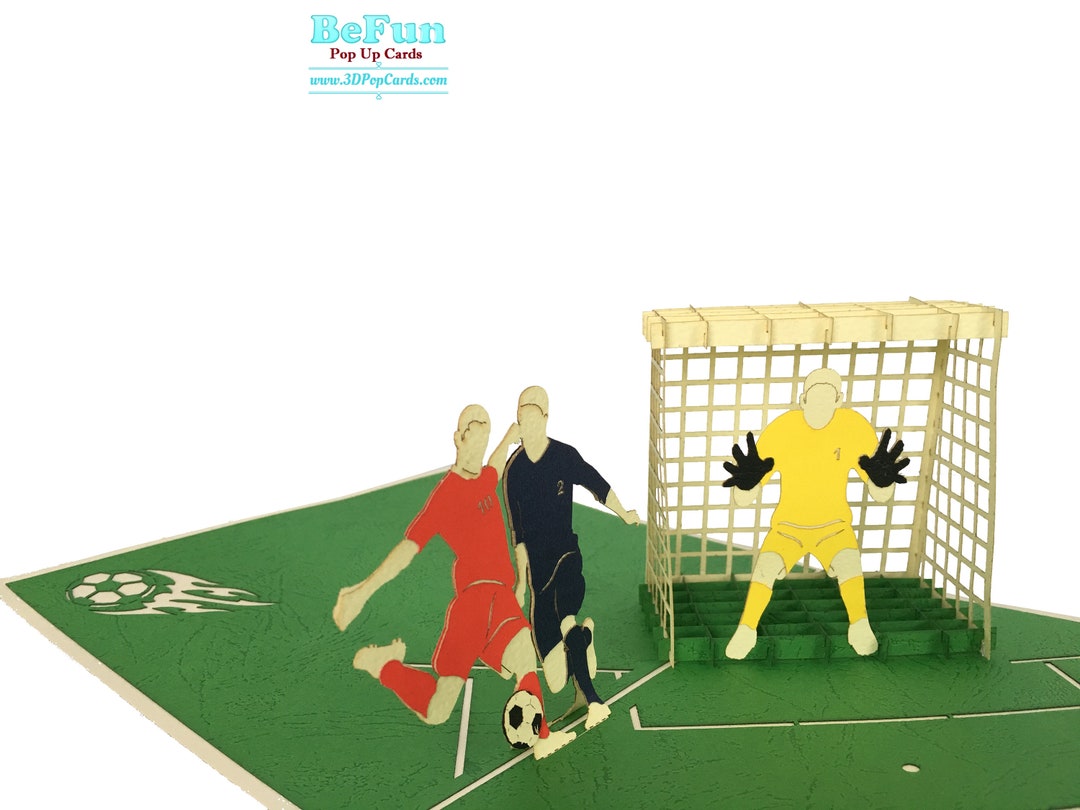 Pop up Card Soccer Player Team Artwork 3D Greeting Birthday Thank You ...