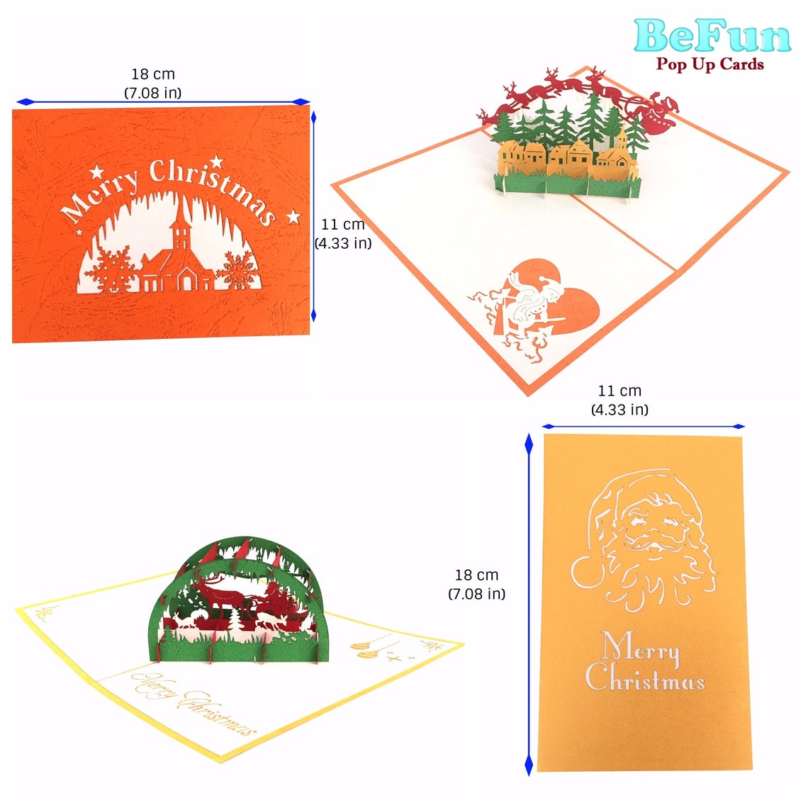 Pop up Christmas Cards Set Lot 10 Pcs Assortment- Value Boxed 3D ...