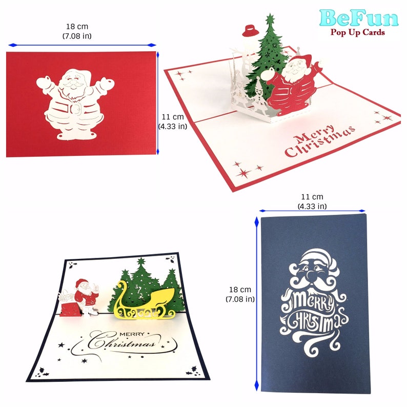 Pop up Christmas Cards Set Lot 10 Pcs Assortment- Value Boxed 3D ...